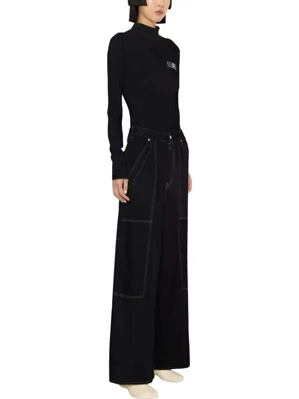 MAISON MARGIELA Wide-leg Denim Jeans With Contrast Stitching - Black