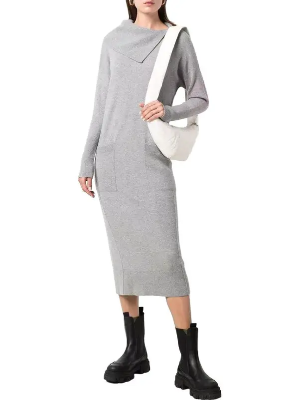 Lorena Antoniazzi Folded Collar Midi Dress - Grey