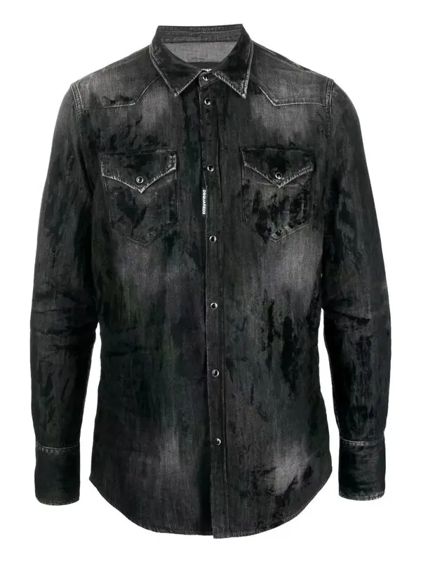 Dsquared2 Distressed-finish Denim Shirt - Black