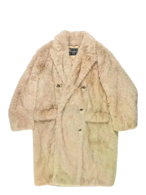 Balenciaga Faux Fur Double-breasted Coat - Neutrals