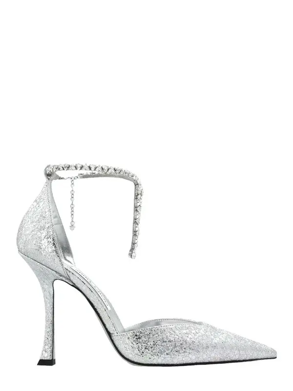 JIMMY CHOO 110mm Stevie Glitter Embellished Pumps - Silver
