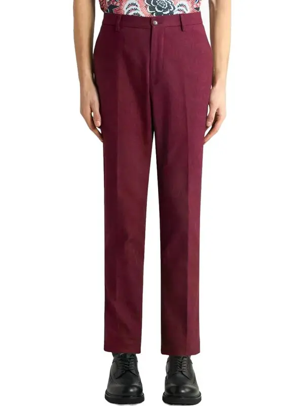 Etro Patterned-jacquard Straight-leg Trousers - Red