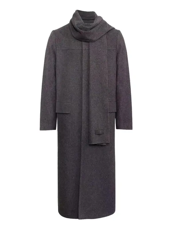 MAISON MARGIELA Scarf-detail Longline Coat - Grey