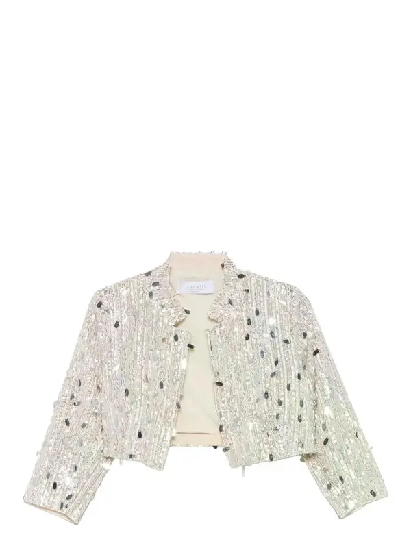 DE SANTIS Sequin-embellished Cropped Jacket - Silver