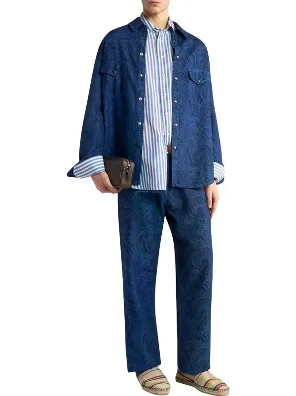 Etro Paisley Print Straight Leg Jeans - Blue