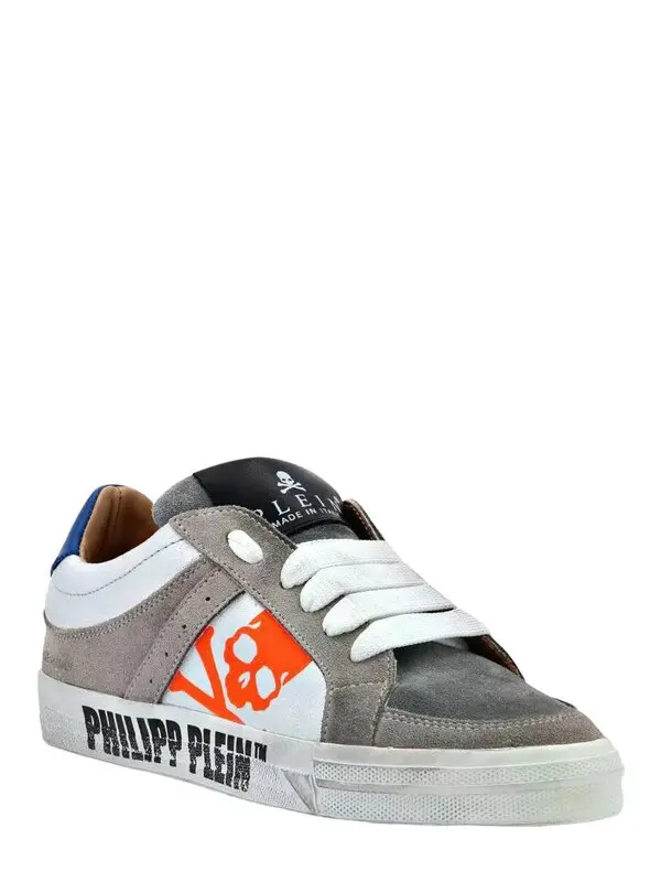 Philipp Plein Retro Kickz Leather Sneakers - Grey