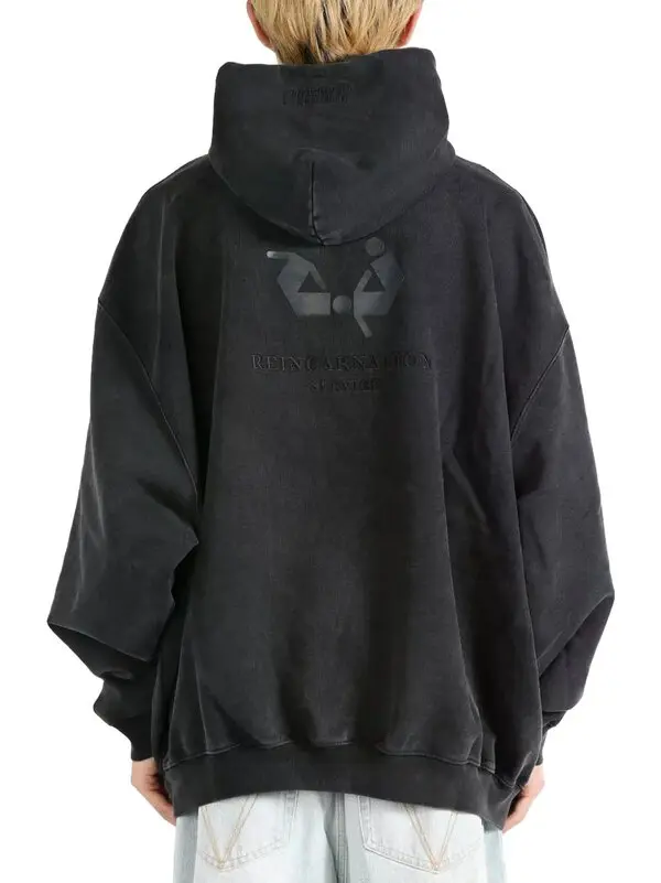 Vetements Embroidered Logo Cotton Hoodie - Black