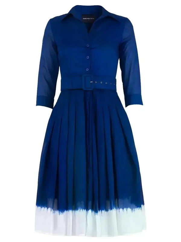 Samantha Sung Audrey Pleated Shirt Dress - Blue