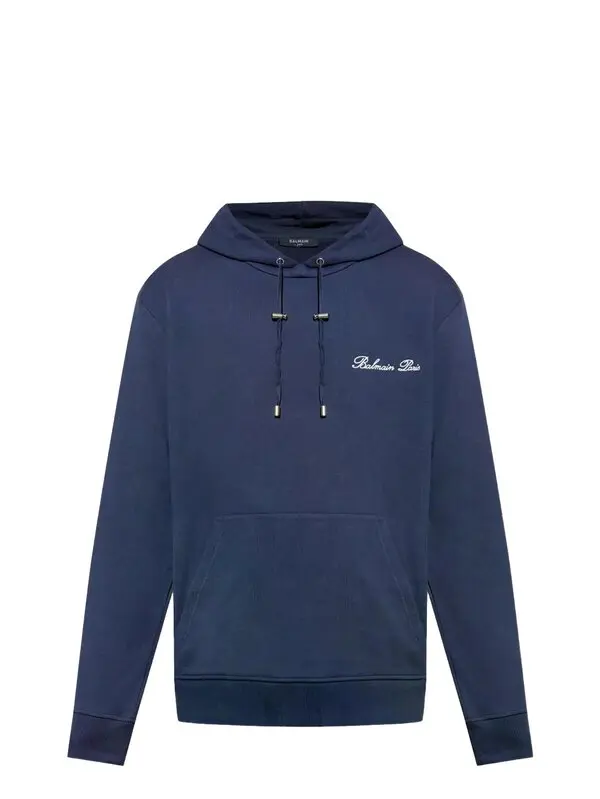 Balmain Logo-embroidered Hoodie - Blue