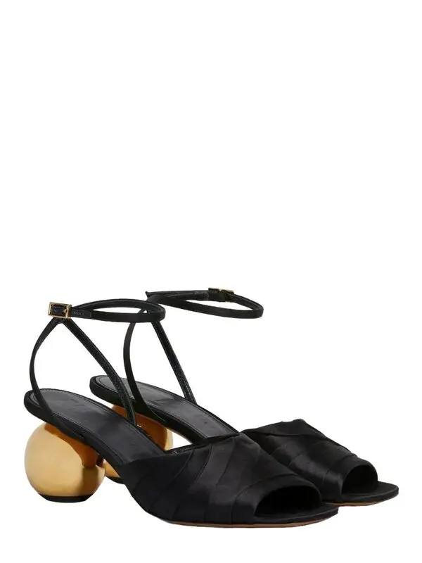 Marni Folded Satin Sandals With Spherical Heel - Black