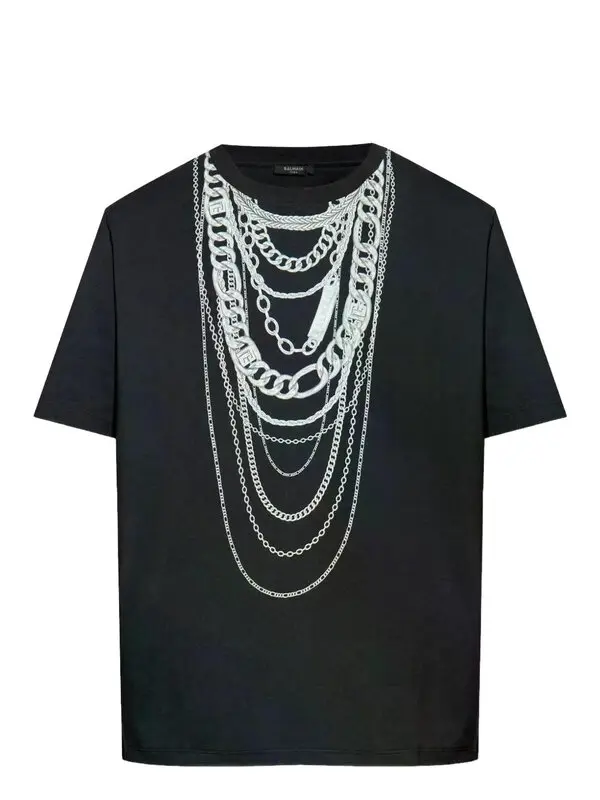 Balmain Chain-print T-shirt - Blue