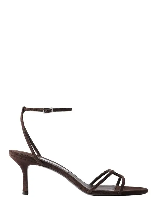 JIMMY CHOO Leo 65 Suede Stiletto Sandals - Brown