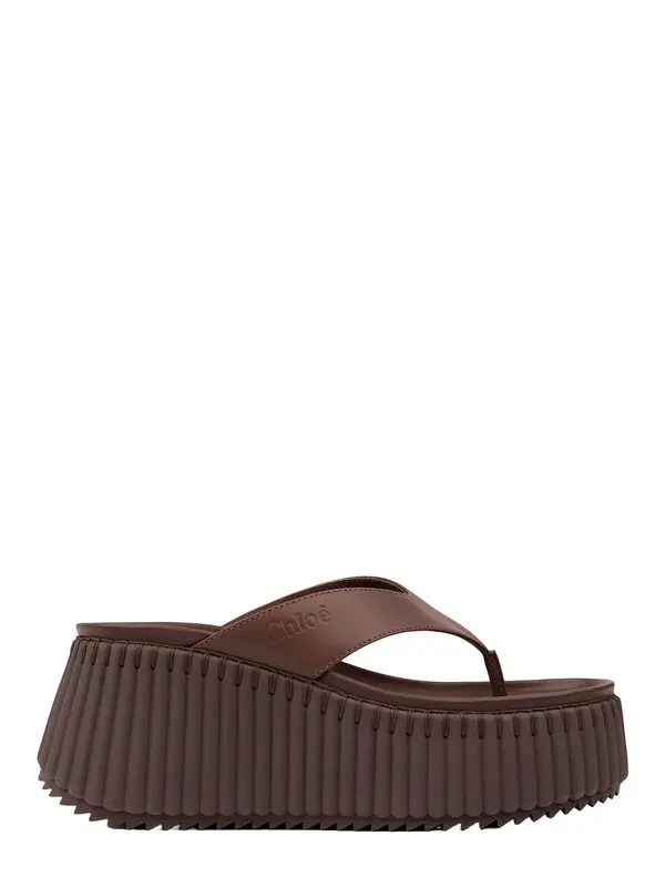 Chloé Nama Wedge Slides - Sharp Brown