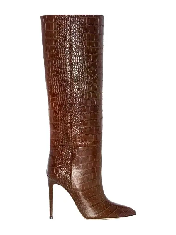Paris Texas 115mm Crocodile-effect Knee Boots - Brown