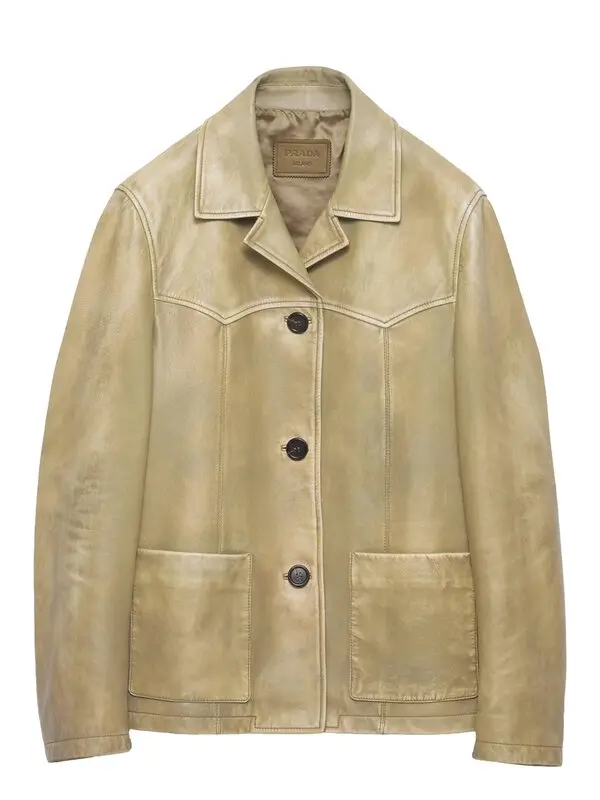 Prada Nappa Leather Jacket - Neutral