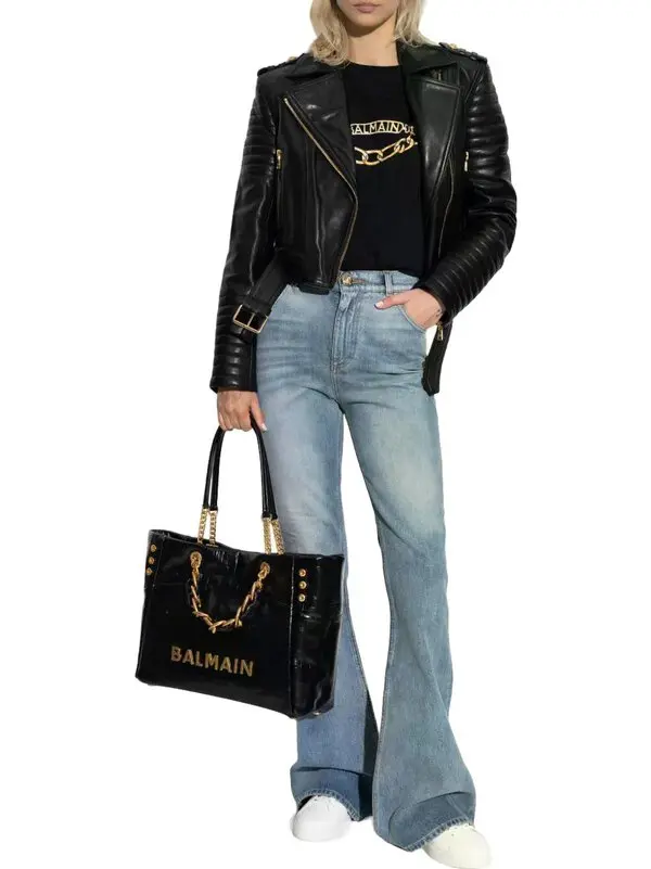 Balmain Asymmetrical-zip Leather Jacket - Black