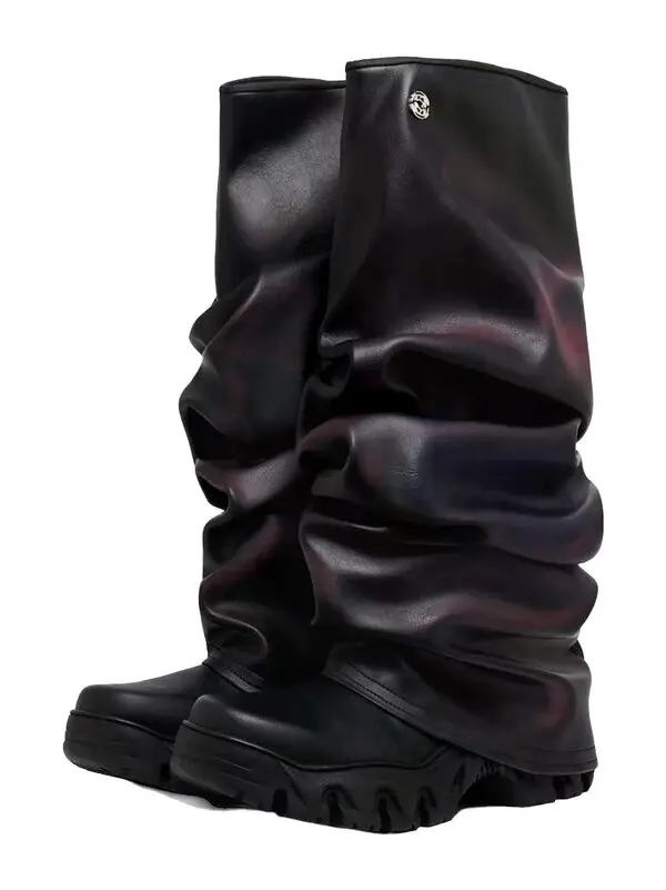 ROMBAUT Ruched Knee-high Boots - Black