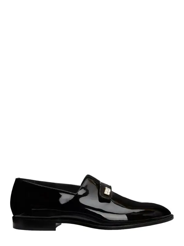 GIUSEPPE ZANOTTI Marty Patent Leather Loafers With Crystal Embellishment - Black