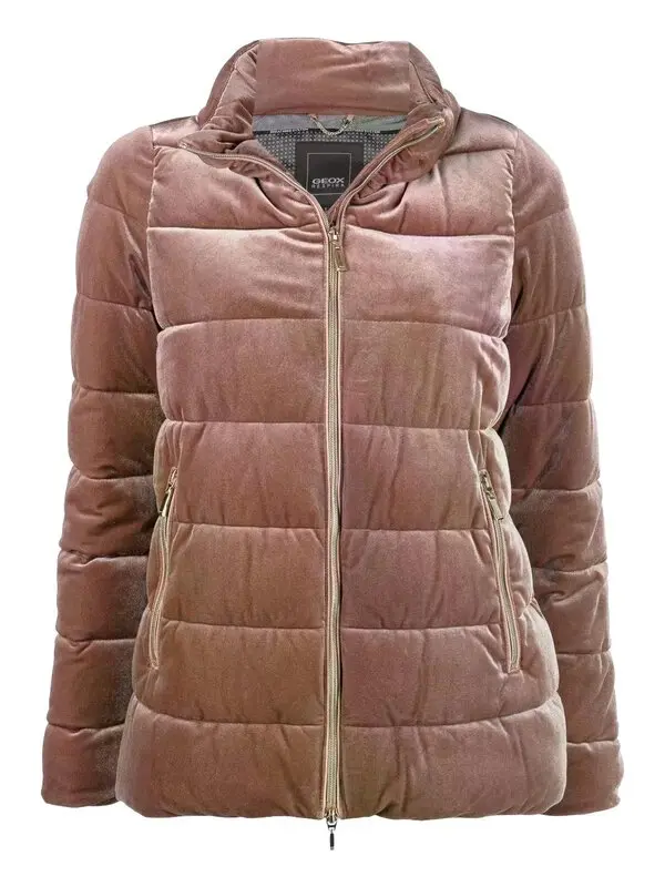 Geox Velvet-effect Puffer Jacket - Pink