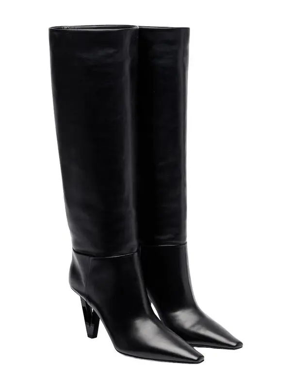 Versace Leather Knee-high Boots - Black