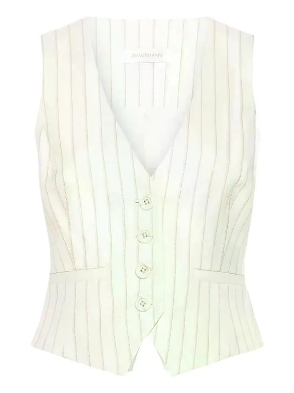 Zimmermann Pinstriped Herringbone Waistcoat - Neutrals