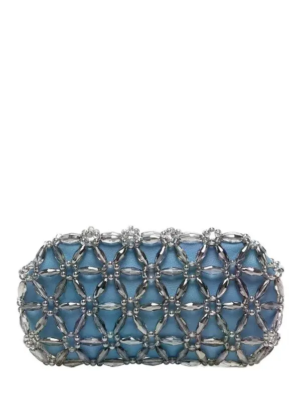 0711 TBILISI Faceted Bead-embellished Clutch Bag - Blue