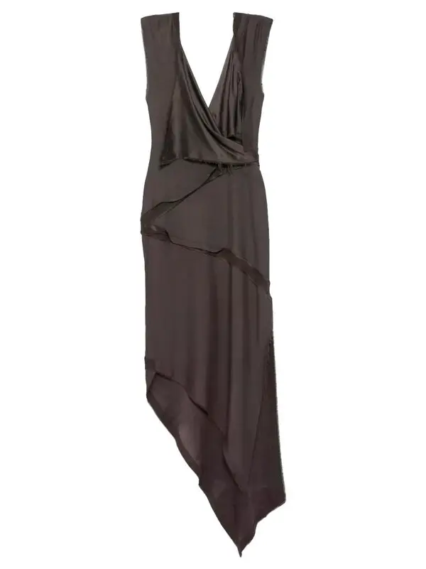 Attico Twist-detailing Asymmetrical Midi Dress - Brown