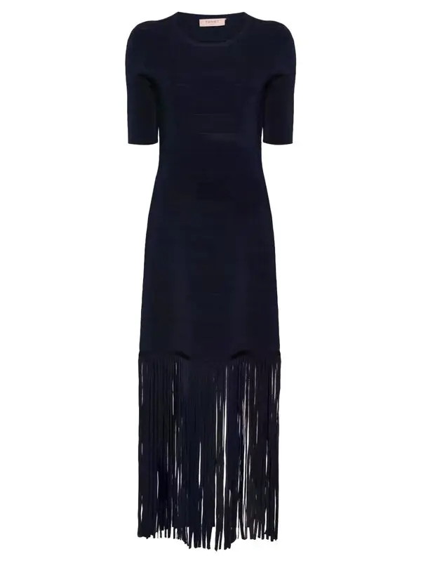 TWINSET Knitted Fringe Dress - Blue