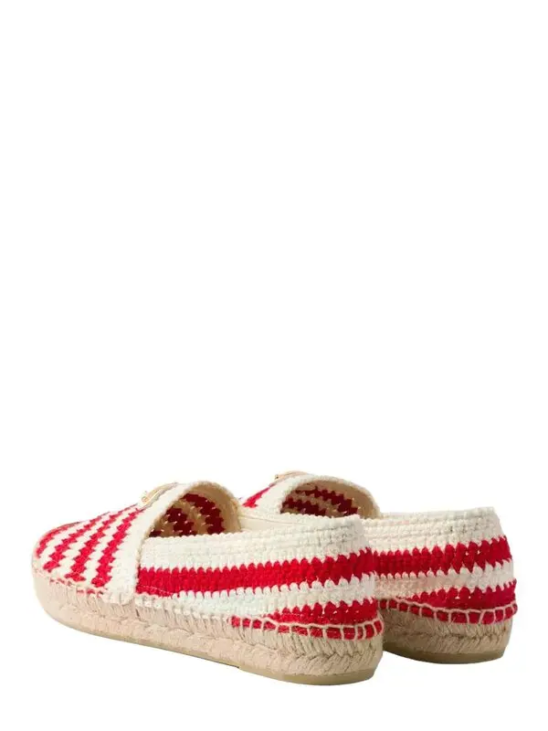 Prada Striped Crochet Espadrilles - Red
