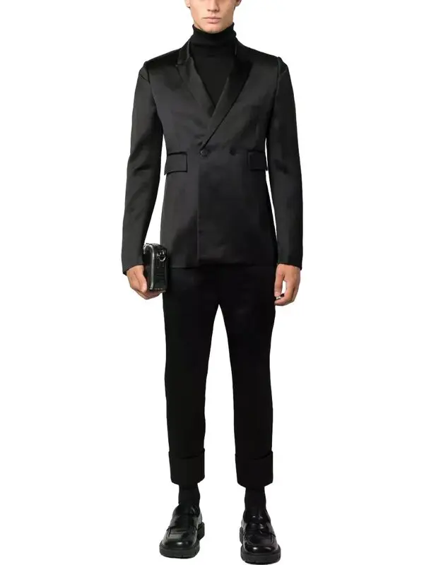 SAPIO Satin-finish Cropped Tailored Trousers - Black