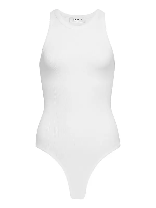 Alaïa Ribbed Cotton-blend Tank Bodysuit - Off-white