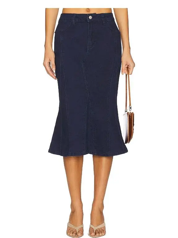 Superdown Darlah Denim Midi Skirt - Blue