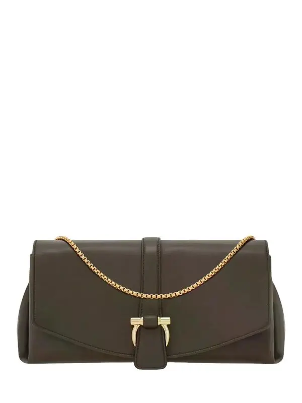 FERRAGAMO Small Front Flap Shoulder Bag - Grey