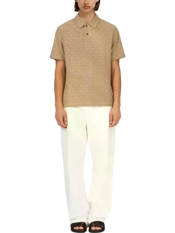 FERRAGAMO Monogram-pattern Polo Shirt - Neutrals