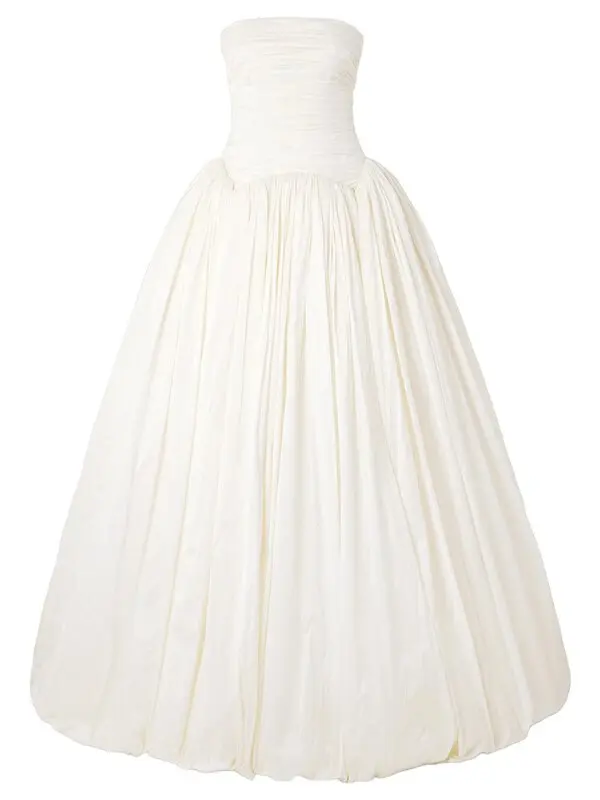 DANIELLE FRANKEL Strapless Taffeta Gown - Neutrals