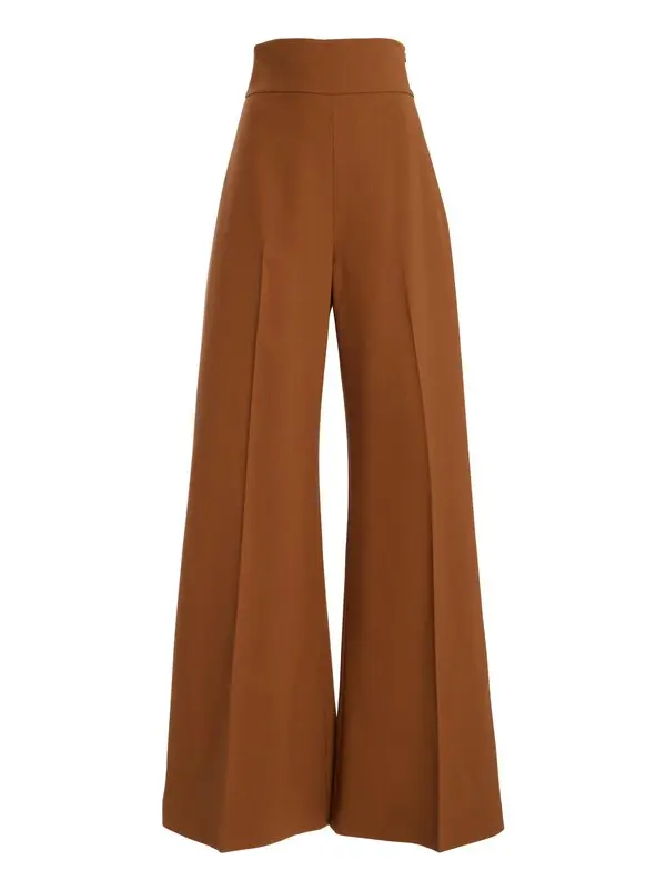 Carolina Herrera Diane High-rise Wool Wide-leg Trousers - Brown