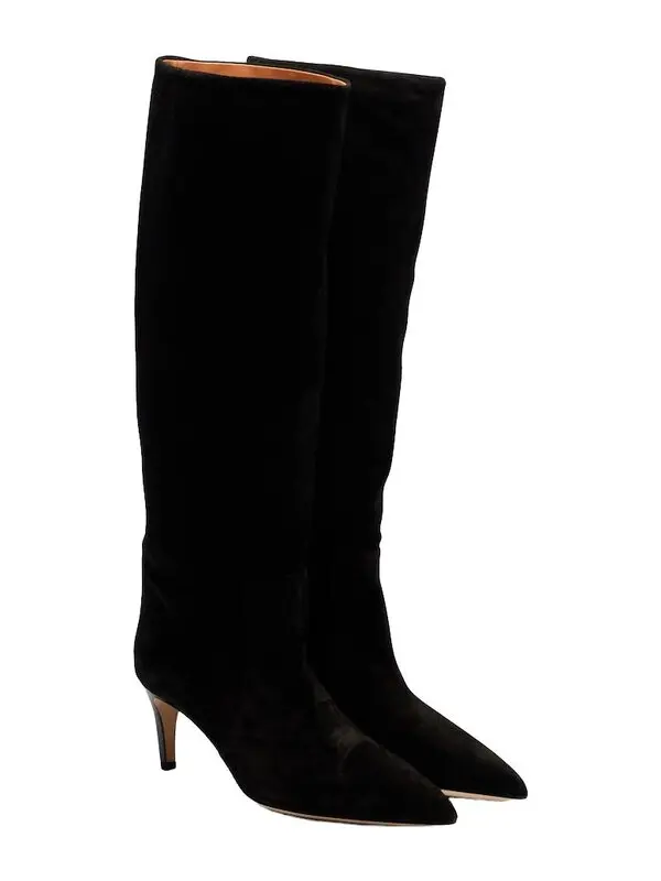 Paris Texas Suede Knee-high Boots - Black