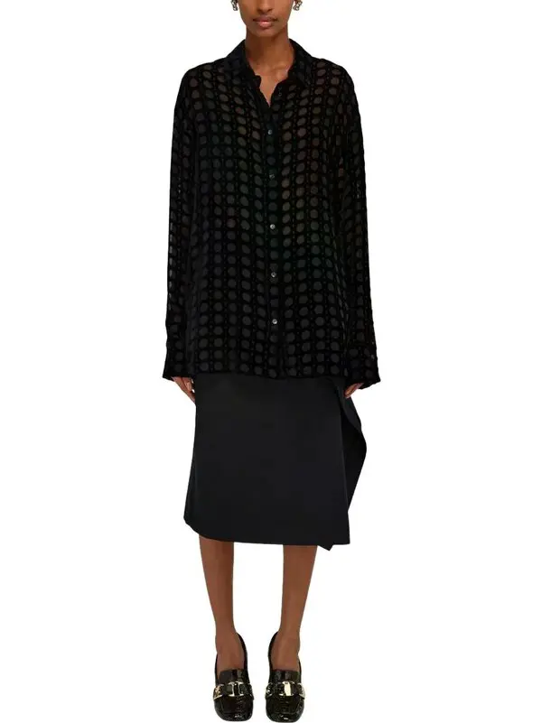 FERRAGAMO Devoré-effect Velvet Shirt - Black