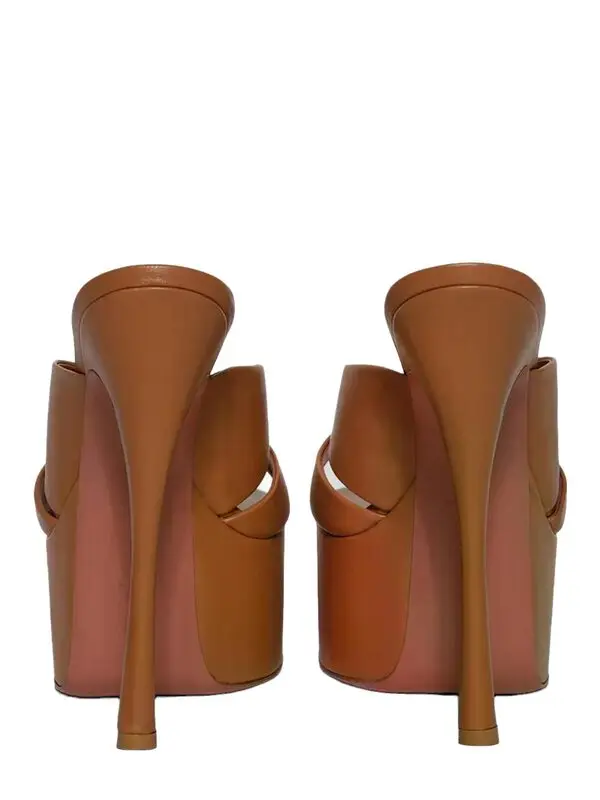 Amina Muaddi Salma Platform Sandals - Brown