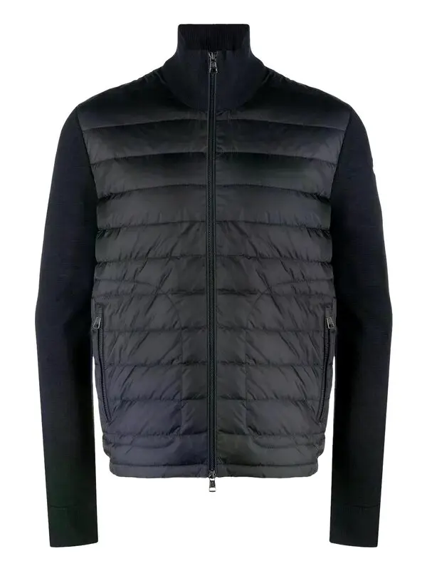 Moncler Front-padded Quilted Knit Jacket - Blue