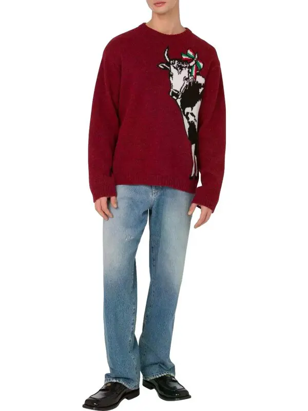 Moschino Cow Motif Jumper - Red