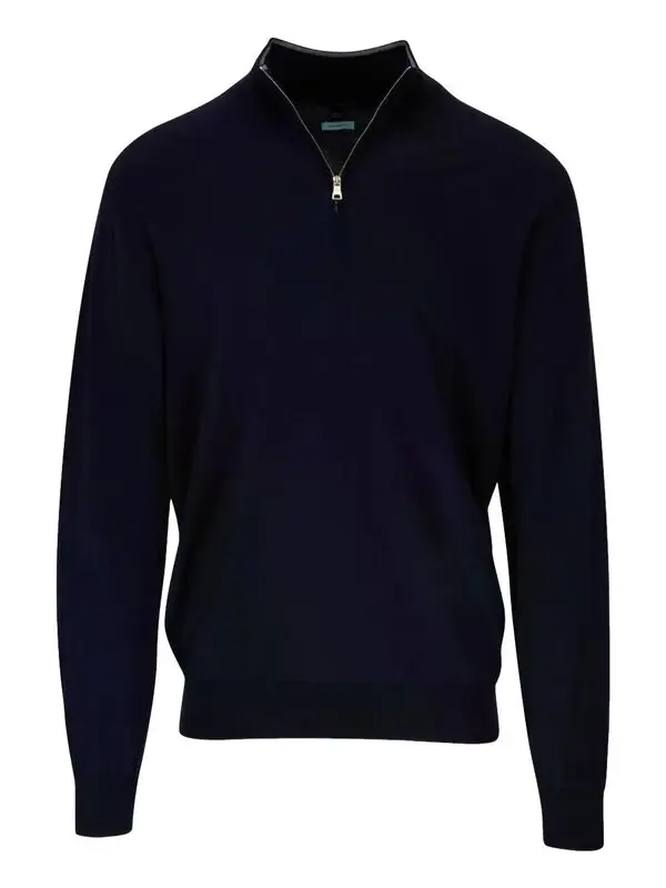 Peter Millar Half-zip Sweater With Stand Collar - Blue