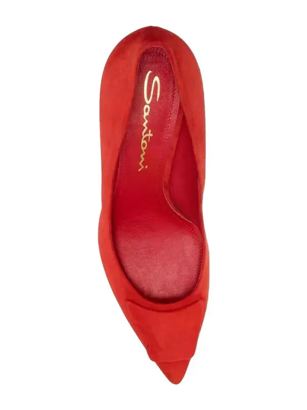 Santoni 85mm Sibille Suede Pumps - Red