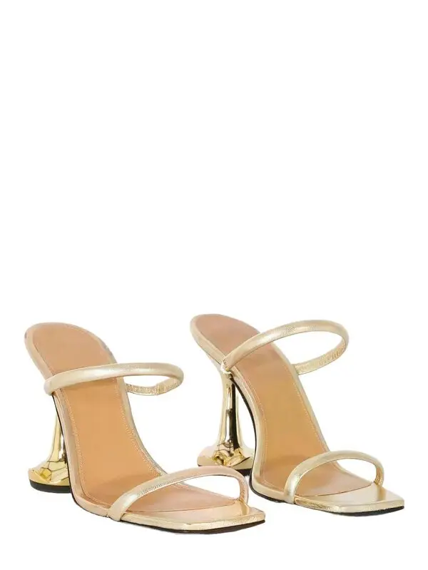 OTTANGE Lotus Leather Heeled Sandals - Gold
