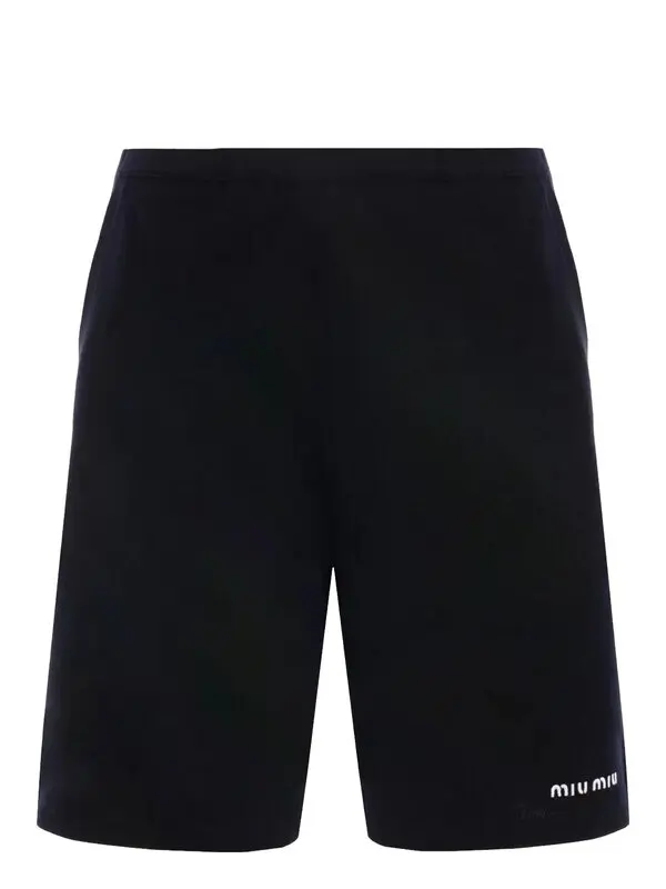 Miu Miu Embroidered Straight Leg Shorts - Blue