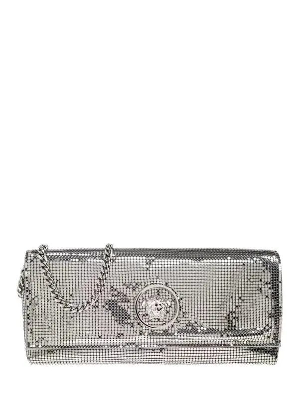 Versace La Medusa Metal Mesh Clutch Bag - Silver