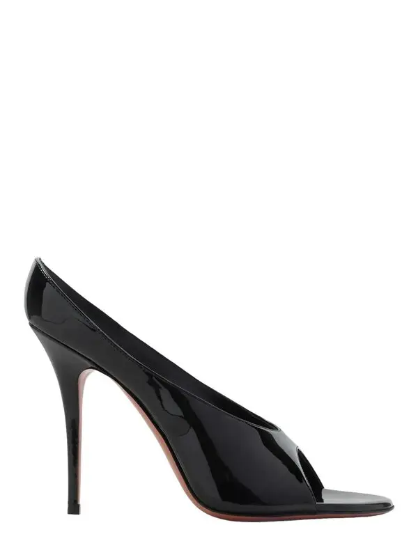 Amina Muaddi 105mm Patent Leather Heeled Sandals - Black