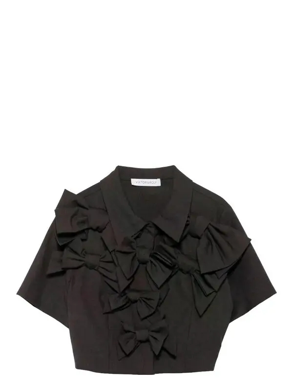 Viktor & Rolf Bow Detail Cropped Shirt - Brown