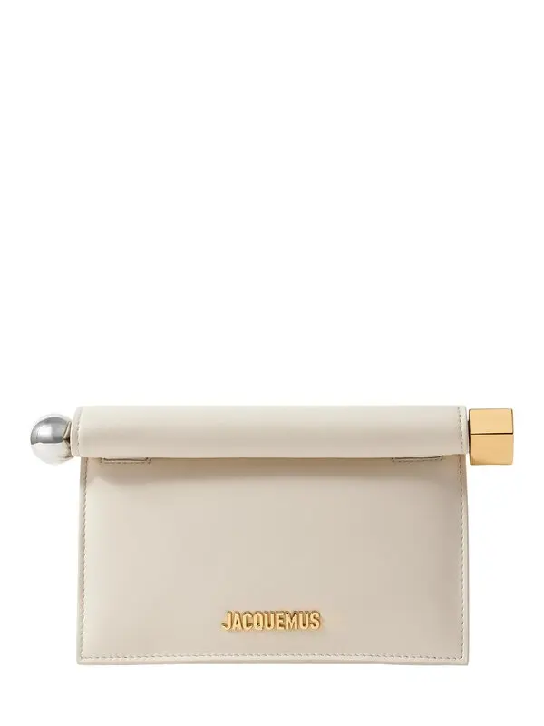Jacquemus Small Pochette Embellished Leather Clutch - Neutrals