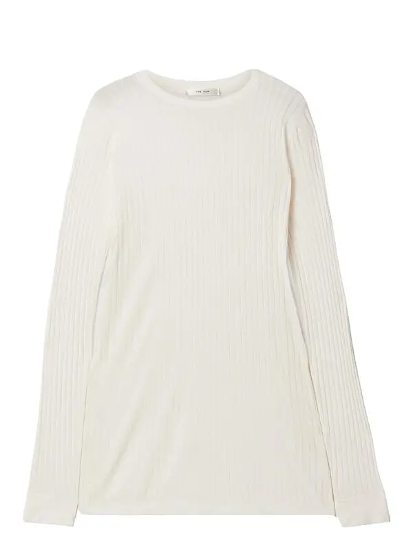 THE ROW Keya Ribbed-knit Long Sleeve Sweater - Neutrals